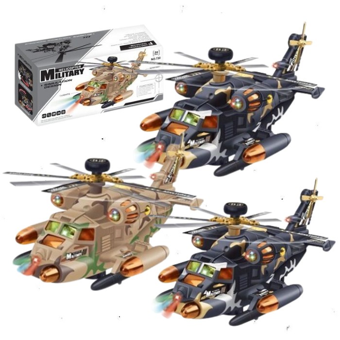 8" Black Hawk Helicopter Military Fighter Airplane Toy 3D Flash-Light ...