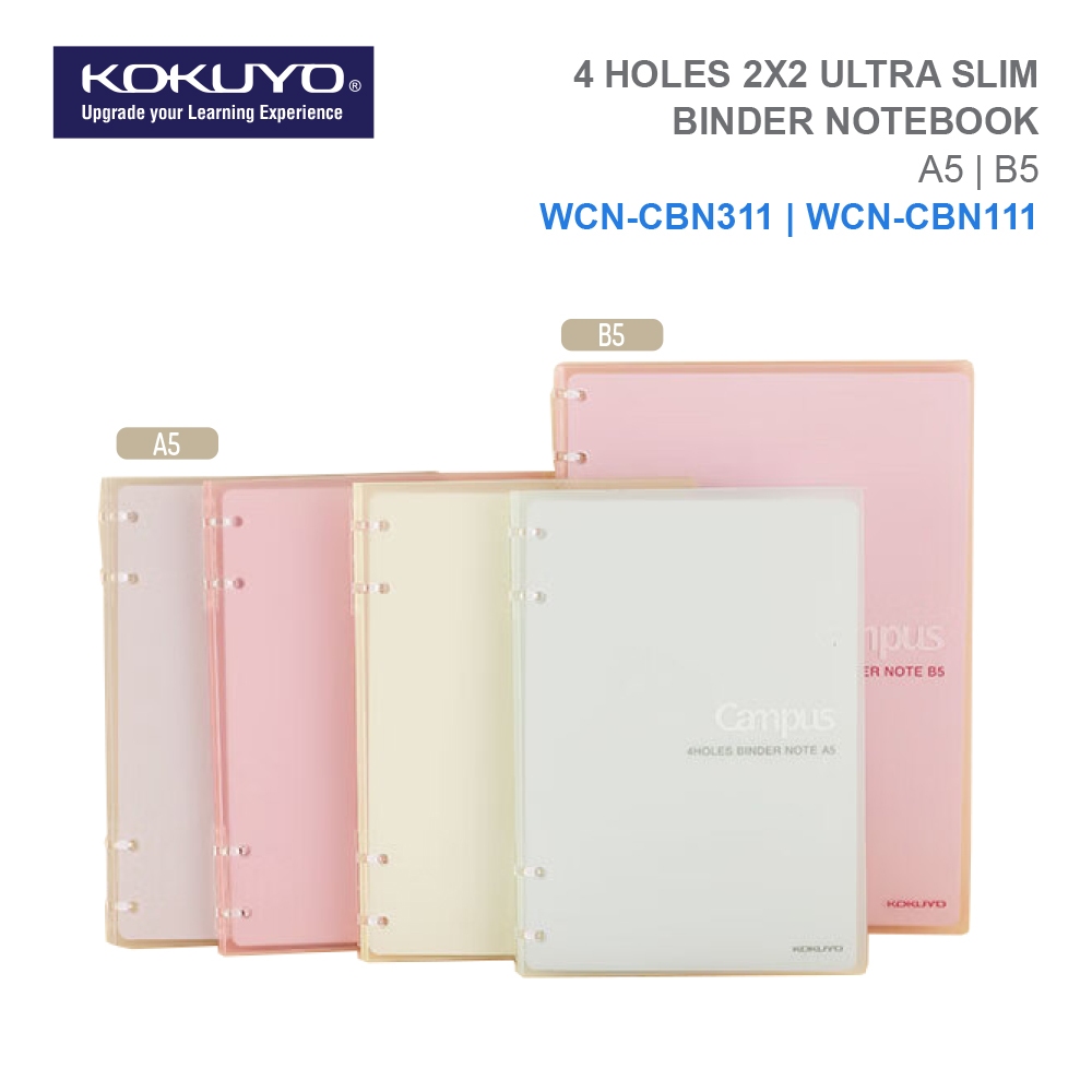 KOKUYO Campus 4 Holes 2X2 Ultra Slim Binder Notebook A5 | B5 | Shopee ...