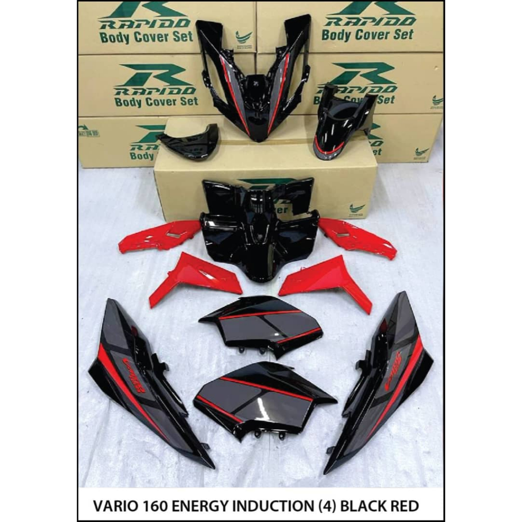 COVER SET HONDA VARIO160 ENERGY BLACK RED RAPIDO (STICKER TANAM ...