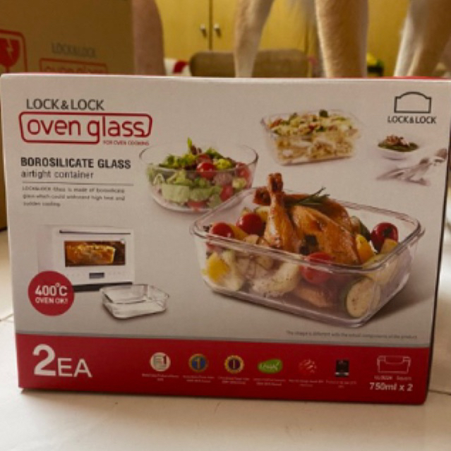 Lock and Lock Oven Glass Euro square container 750ml x2 | Shopee Malaysia