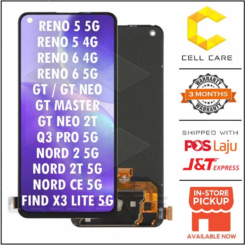 CellCare LCD Display Touch Screen Compatible For RENO 5 5G 6 5G/ FIND X3 LITE/ NORD CE 5G/1PLUS ...