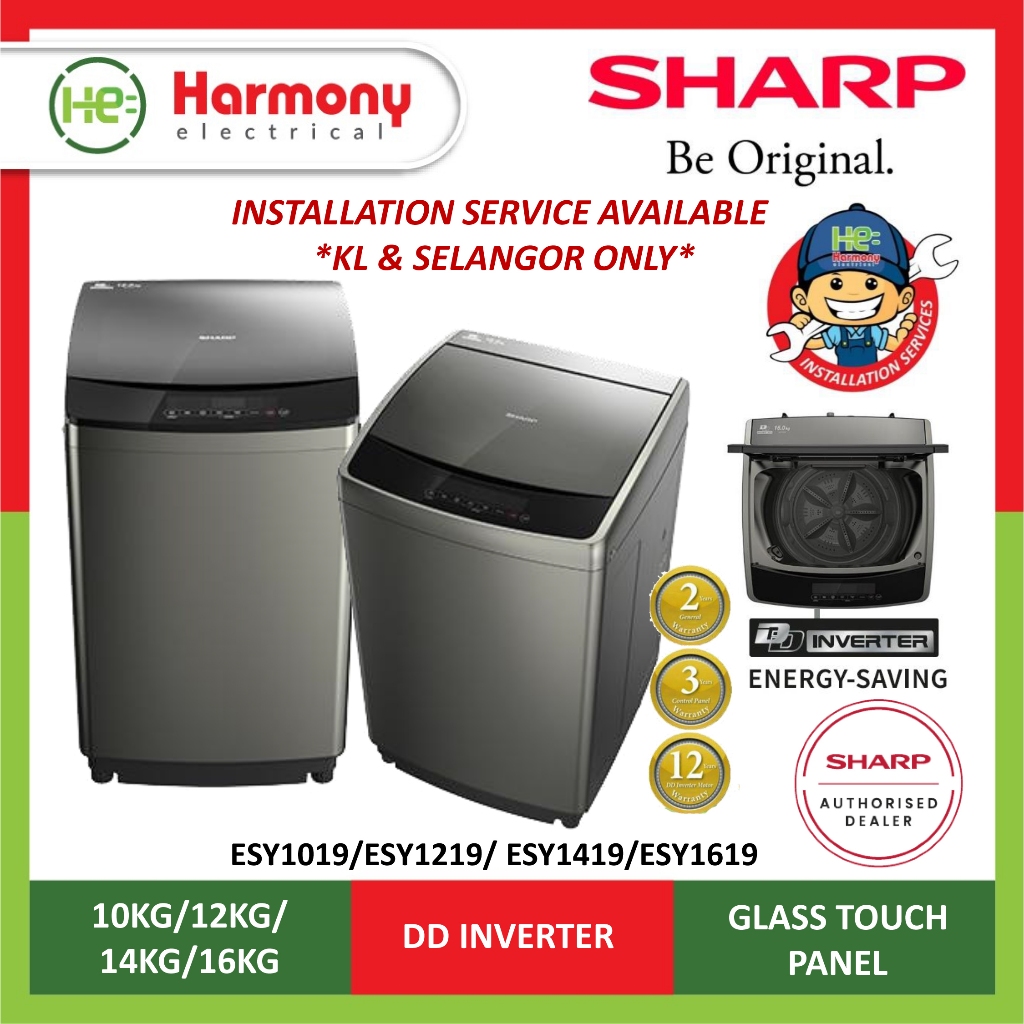 (FREE DELIVERY + INSTALL KL) SHARP 10kg /12kg /14kg /16kg Washing ...
