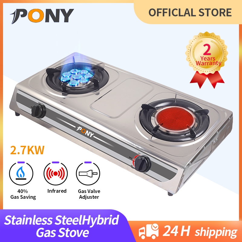 PONY HOME-2.7KW Dual Gas Stove Infrared Burner 8 Jet Head Nozzle LPG ...