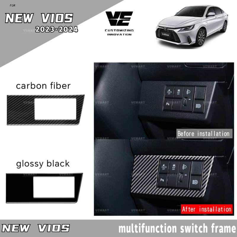 Vemart toyota vios 2023 new car multifunction switch frame garnish ...