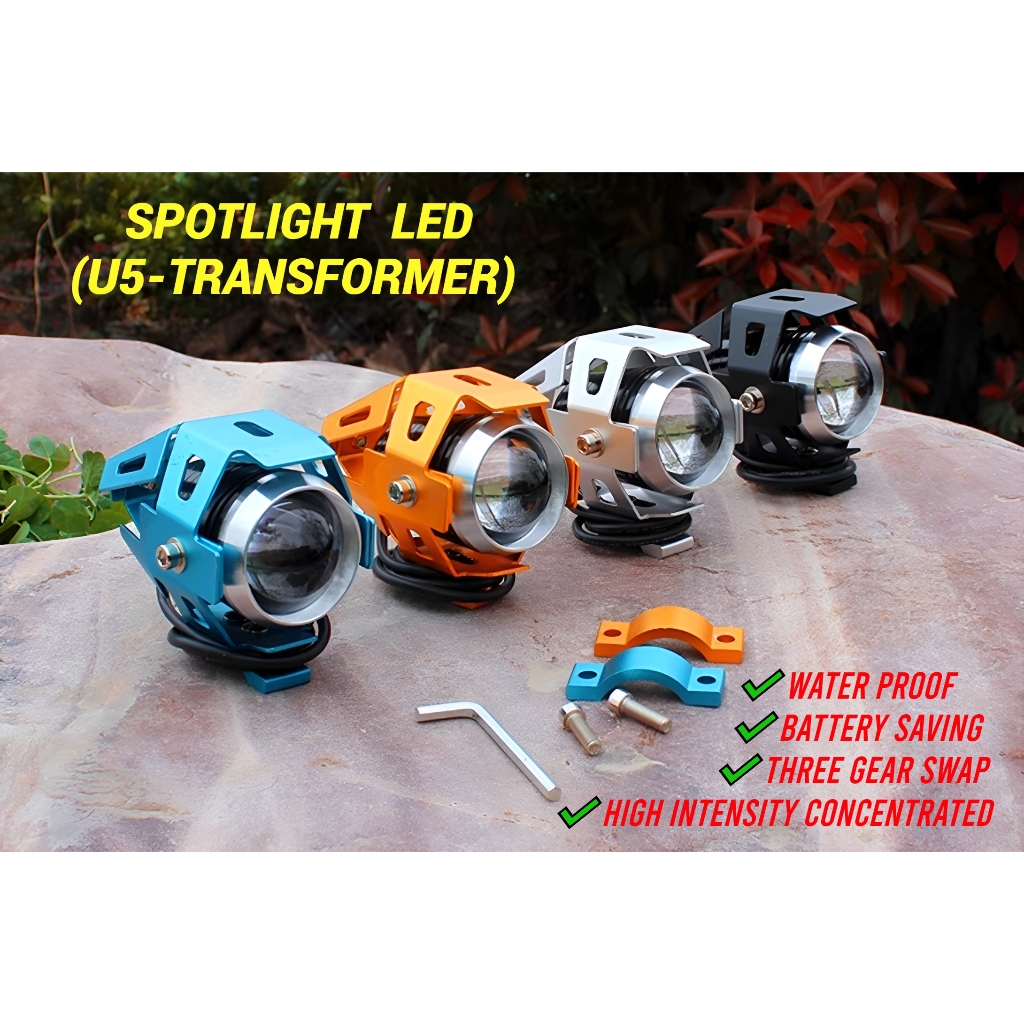 Motorcycle Led Headlight Driving Light Spotlight U5 Transformer 12v 80v