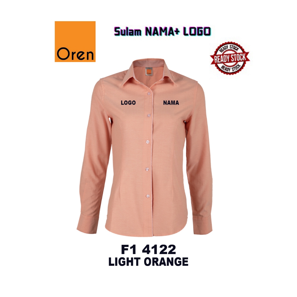 BAJU KORPORATE PEREMPUAN LIGHT ORANGE LENGAN PANJANG F1 4122 jenama ...