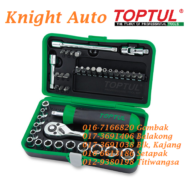 TOPTUL 45PCS 1/4" DR. Mini Ratchet Socket & Bit Set GADW4502 | Shopee ...