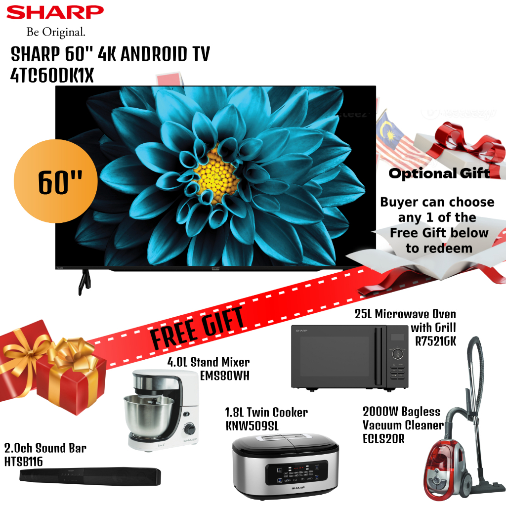 [NEW MODEL] SHARP 60 INCH 4K UHD ANDROID TV 4TC60DK1X | Shopee Malaysia