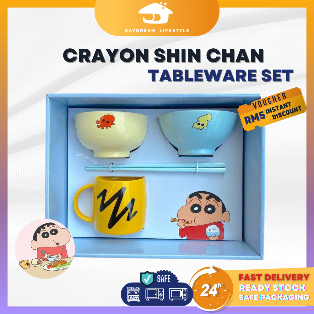 DAYDREAM Crayon Shin Chan Ceramic Bowl Set with Chopsticks Mug Cute ...