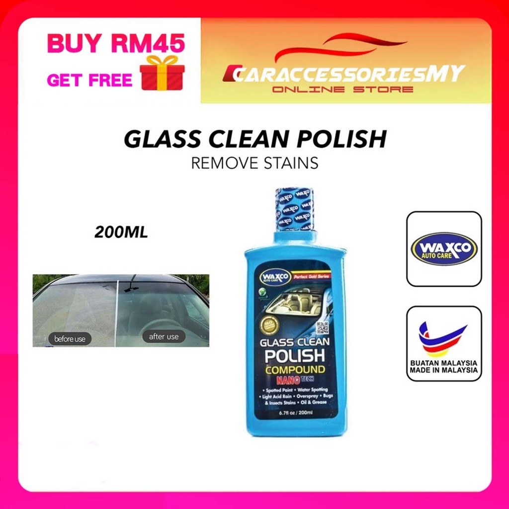 WAXCO Auto Care Glass Clean Polish Compound windshield windscreen 200ml ...