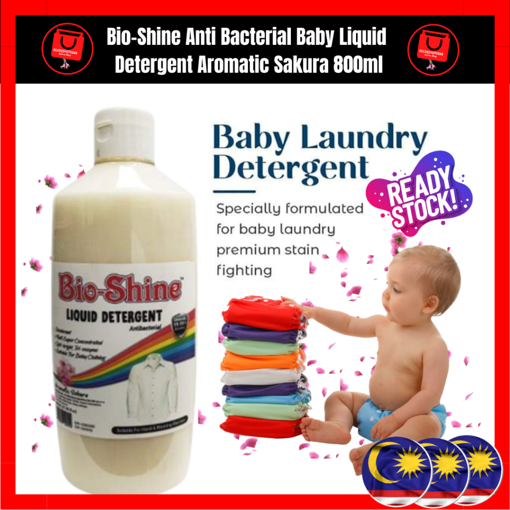 Bio-Shine Anti Bacterial Baby Liquid Detergent Aromatic Sakura 800ml ...
