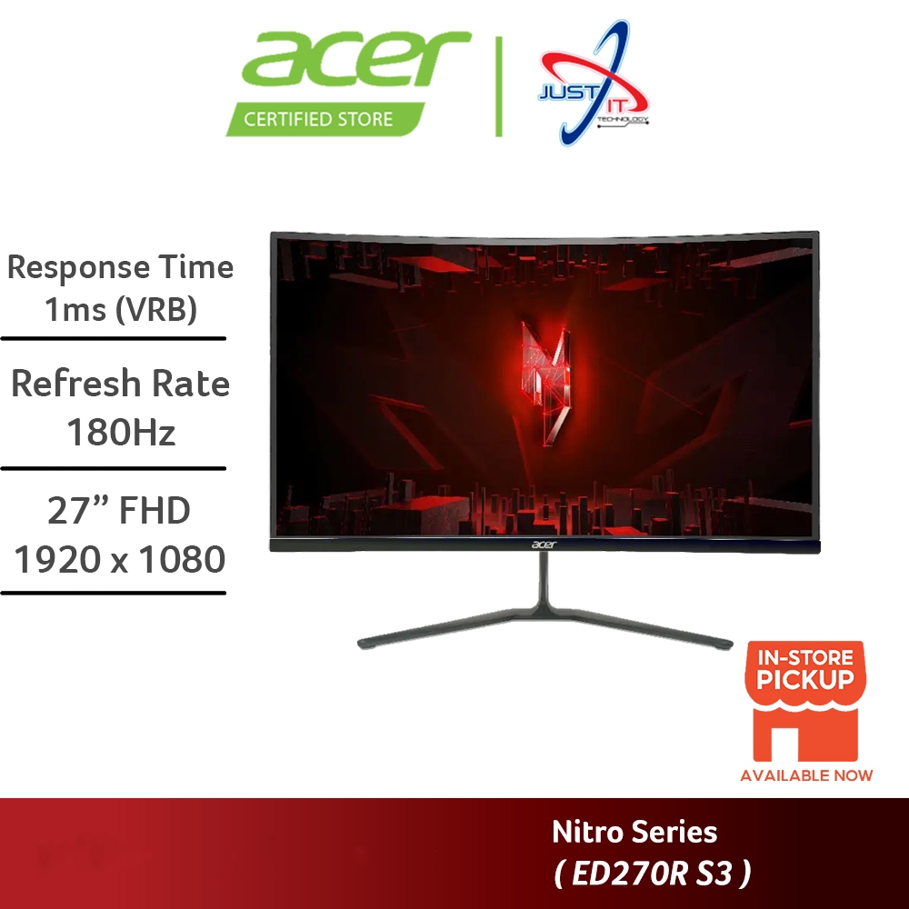ACER Nitro ED270R S3(180HZ) / ED270R X0 (200HZ) 27" CURVED GAMING ...