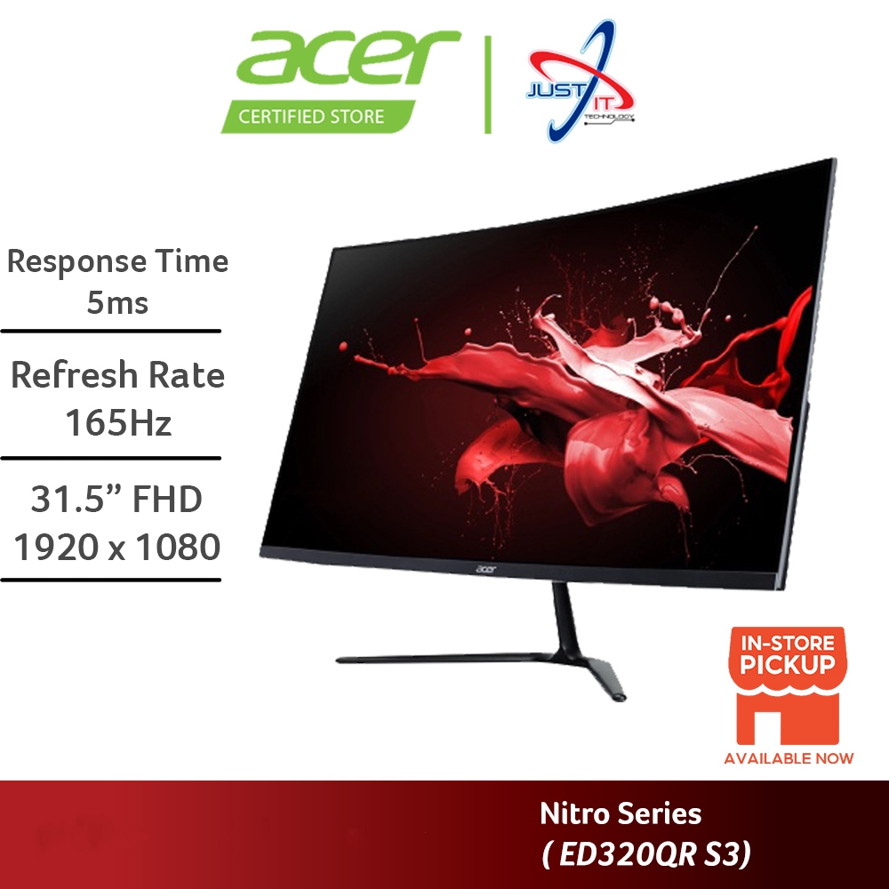 ACER ED320QRS / ED320QR S3 31.5" FHD 180HZ AMD RADEON SYNC LED CURVE ...