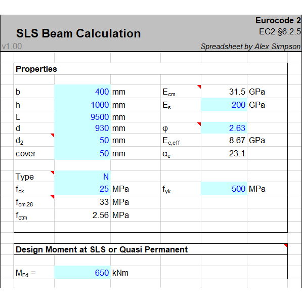 SLS Beam Design Calculation Spreadsheet on Eurocode EC2 | Shopee Malaysia