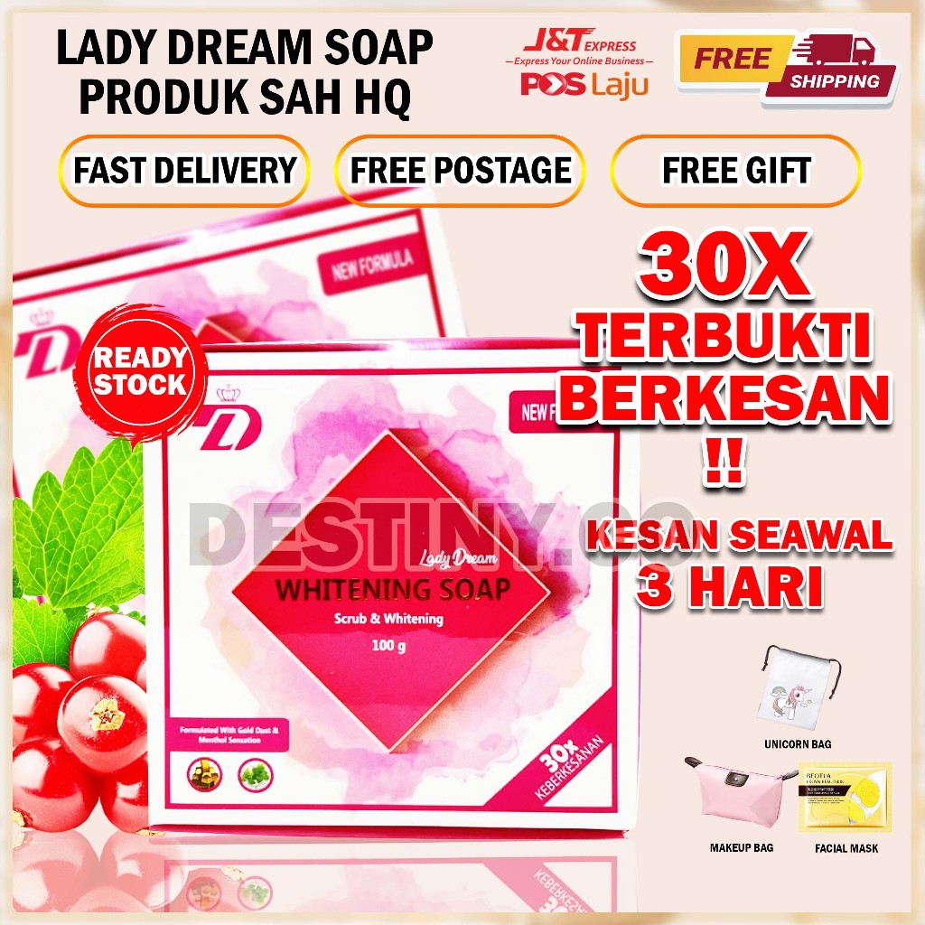 WHITENING SOAP LADY DREAM SABUN PEMUTIH GEBU HILANGKAN DAKI FREE GIFT ...