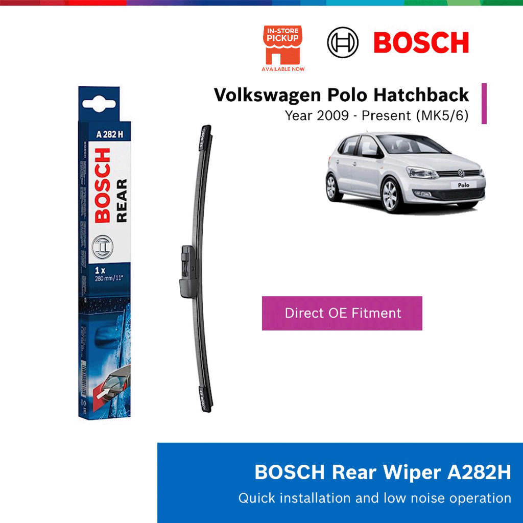 BOSCH A282H AeroTwin Rear Wiper for Volkswagen Polo Hatchback MK5/6 6R ...