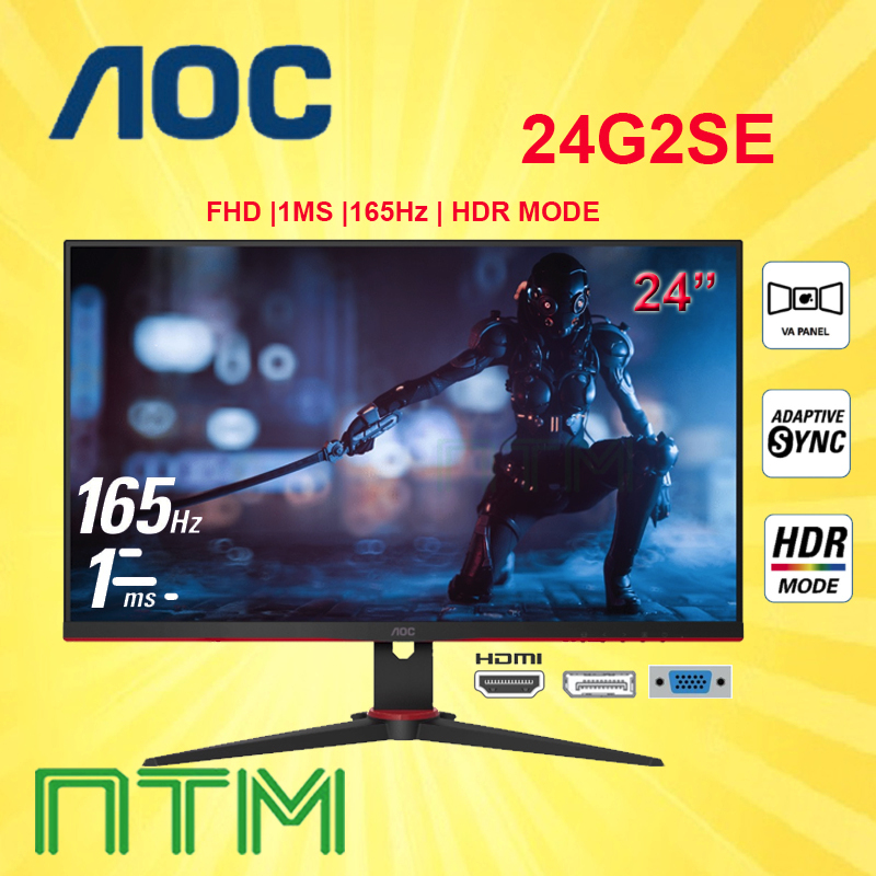 AOC 24G2SE 23.8" FHD VA 165HZ 1Ms Adaptive Sync HDR Mode Gaming Monitor ...