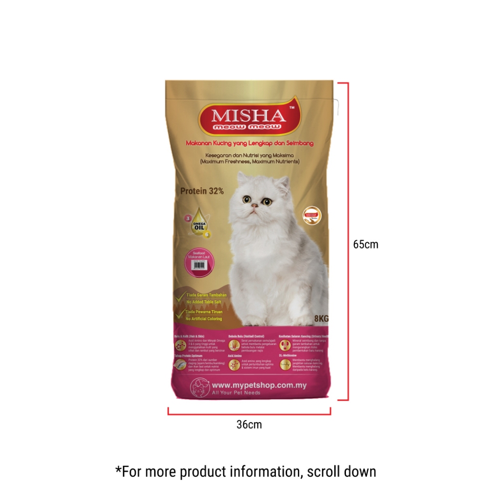 MISHA Dry Cat Food Ocean Fish Chicken Tuna Seafood Flavor 8kg | Shopee ...
