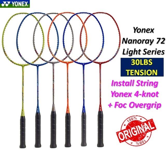 Yonex Nanoray 72 Light【Install Yonex String 4-knot +FOC Overgrip】【Original】Badminton Racket (1 ...