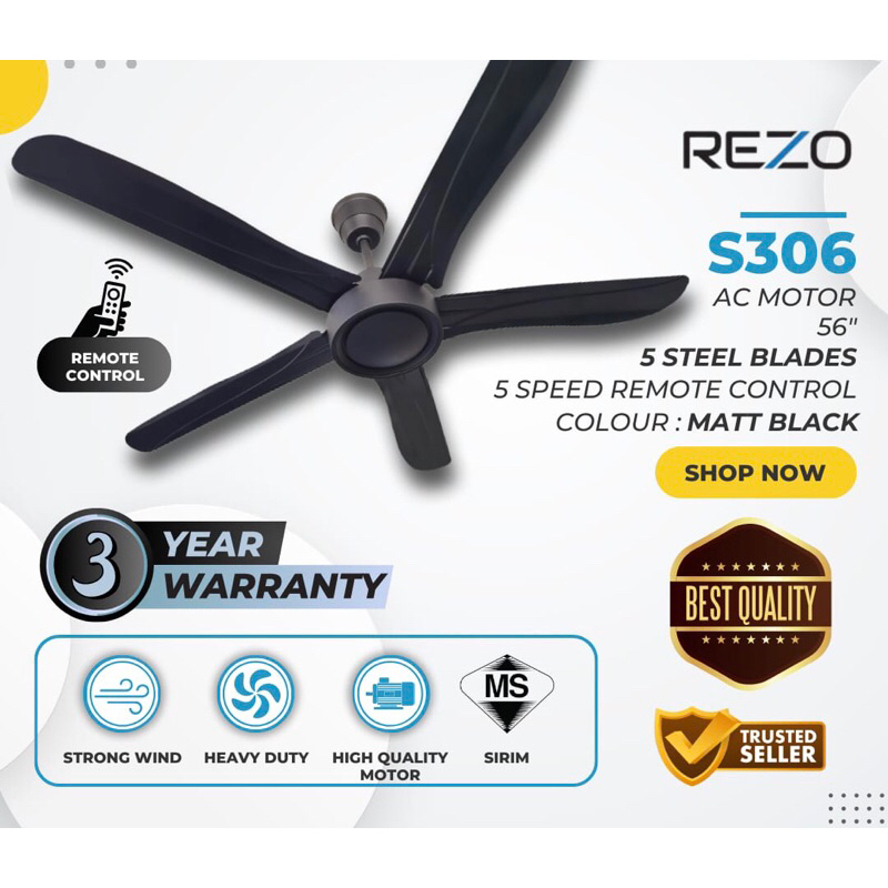 REZO CEILING FAN 56" S306 | Shopee Malaysia