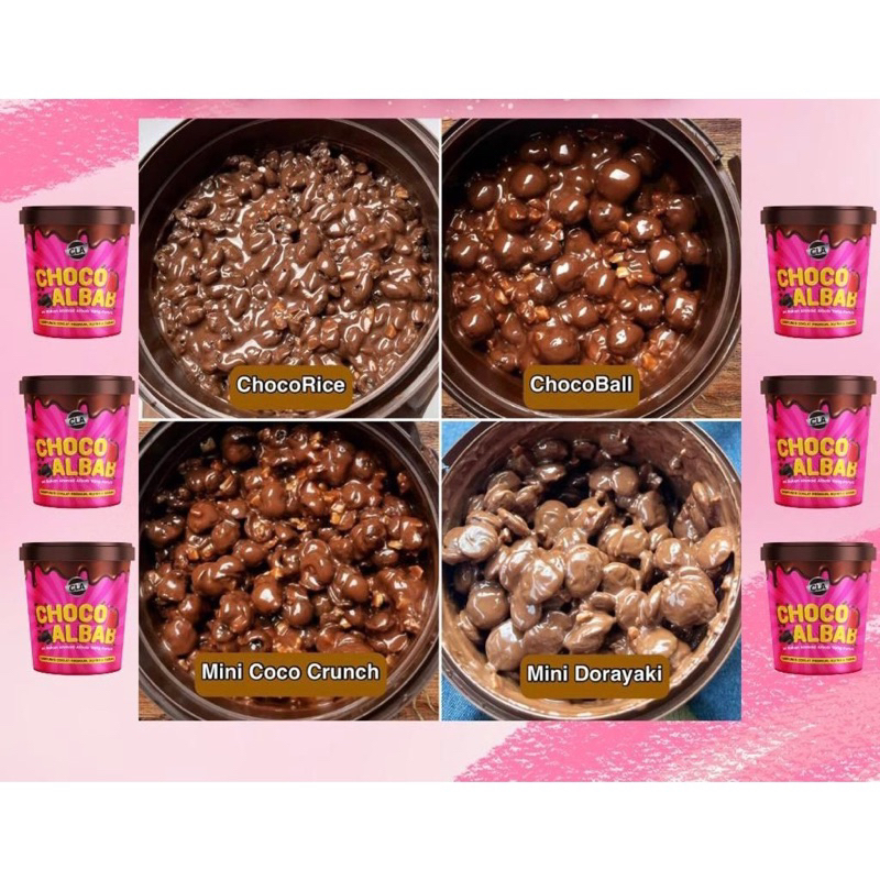 CHOCO ALBAB 4 TUB Mini Choco Crunch, Mini Dorayaki, Choco Ball, Choco ...