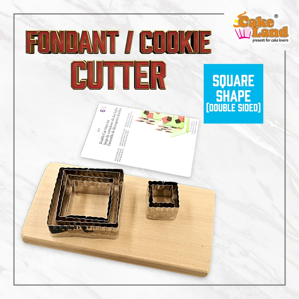THE BAKER Stainless Steel Square Shape Cookie Fondant Cutter - Double ...