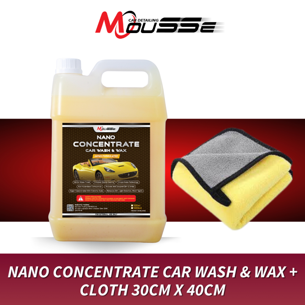MOUSSE NANO CAR WASH & WAX GLOSS 5L (READY STOCK, SHIP SAME DAY FOR ...