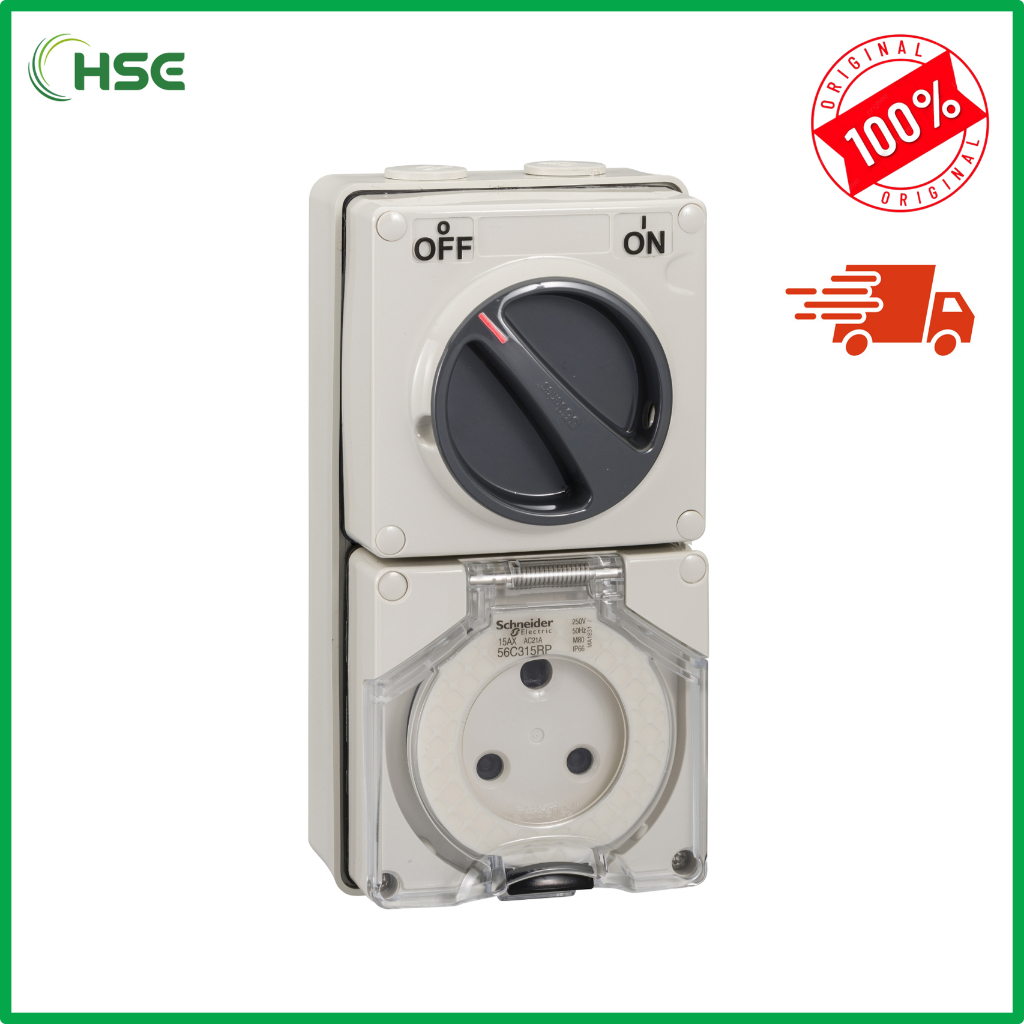 SCHNEIDER ELECTRIC S56C315RPGY Switched Socket Outlet 250V 15A 3R IP66 ...