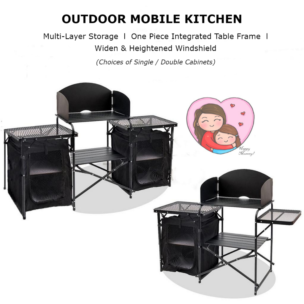 Outdoor Camping Mobile Kitchen Portable Folding Kitchen Full Black ...