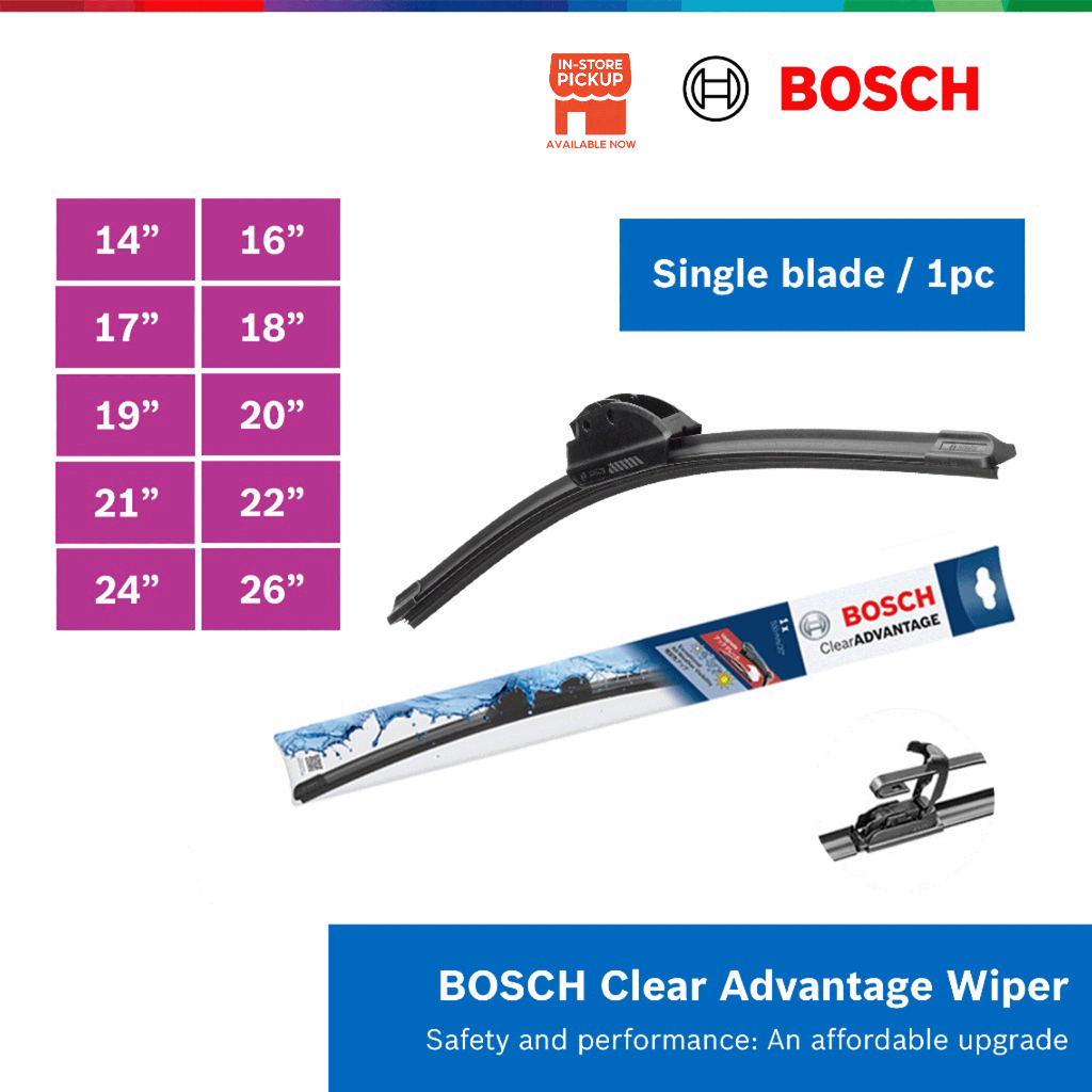 BOSCH Clear Advantage Car Windshield Wiper U-Hook (1pc) for Honda / Mazda / Nissan / Perodua ...