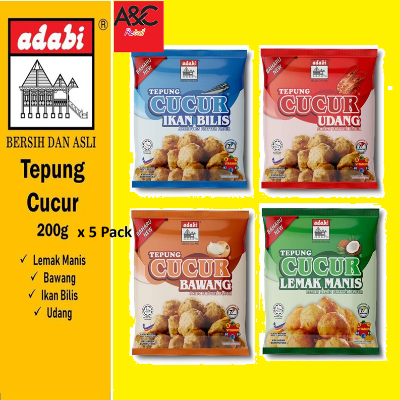 Adabi Tepung Cucur Ikan Bilis / Udang / Lemak Manis / Bawang (200gX 5 ...