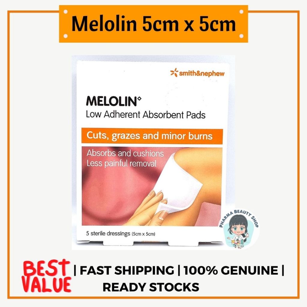 Smith & Nephew Melolin (Low Adherent Absorbent Pads) 5s 5cm x 5cm ...