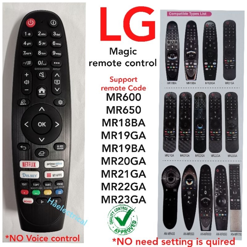 LG Magic remote control (oem) MR600 MR650 MR18BA MR19GA MR19BA MR20GA MR21GA MR22GA MR23GA ...