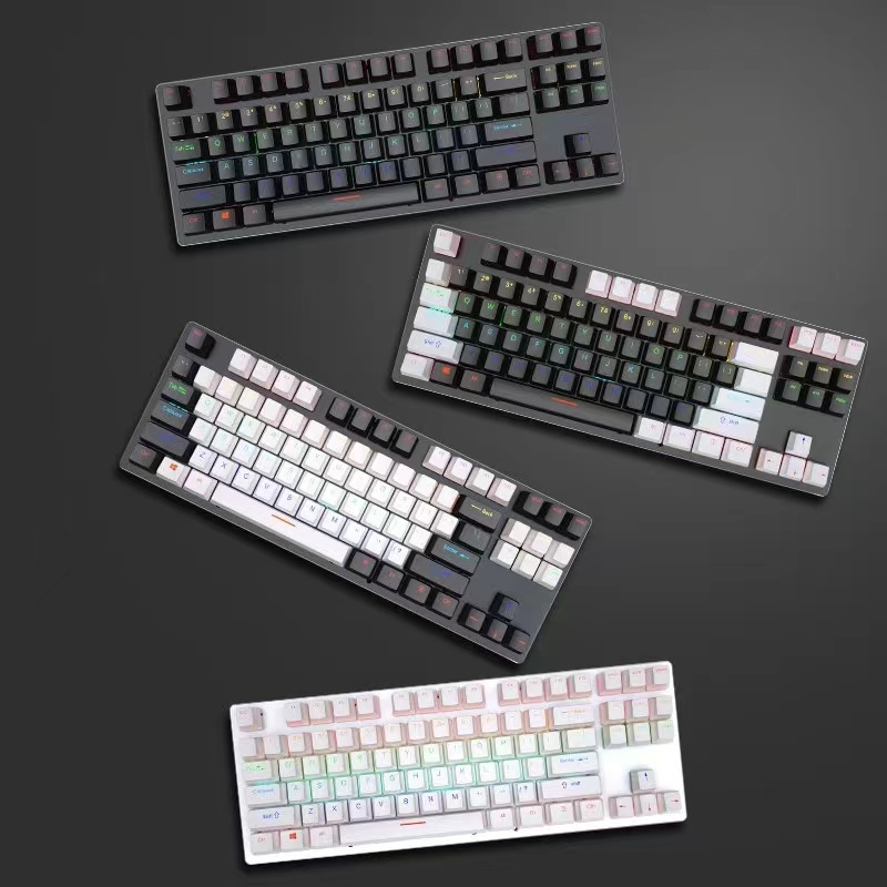 87 Keys Real Mechanical Keyboard Leaven K550 TKL 80% Gaming Keyboard Mix Color Keycap Blue ...