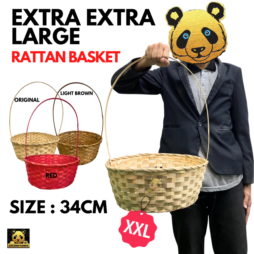 Big Natural Rattan Bamboo Basket/ Fruits Basket/ Bakul Hamper/ Bakul ...