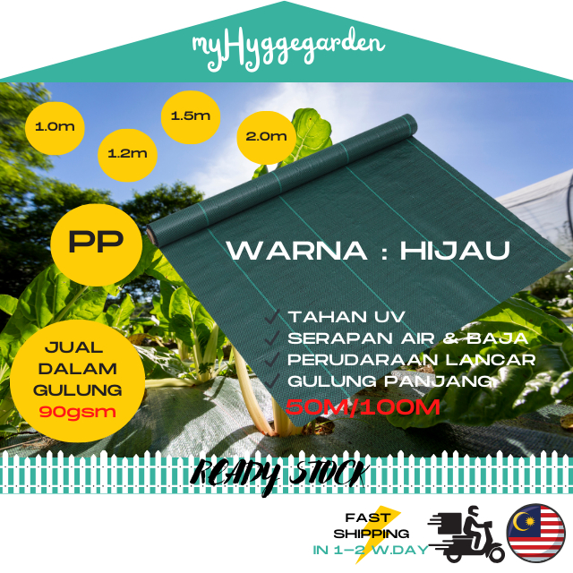 [ROLL] 1.0M/1.2M/1.5M/2.0M/3.0M Width 90gsm Weed Control Mat Weedmat PP Green | Penutup Tanah ...
