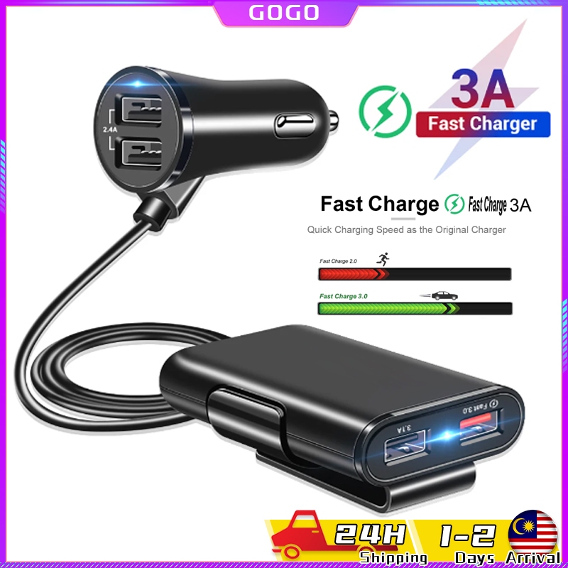 36W Quick Charge 3.0 USB Car Charger Extension Cord Cable Car Usb ...