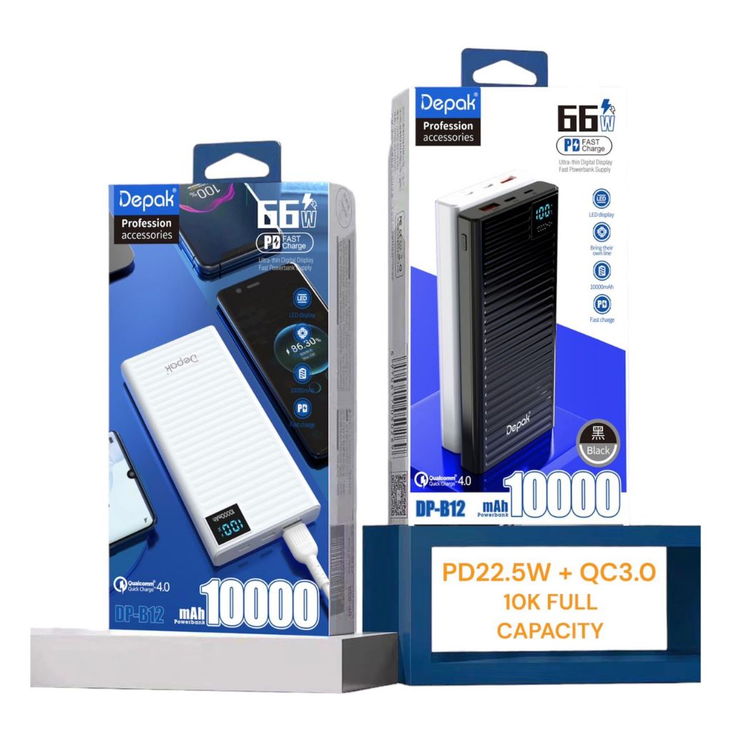 🔥 DEPAK DP-B12🔥 PD+QC3.0 FAST CHARGING POWER BANK 10K MAH 10000MAH 📍 ...