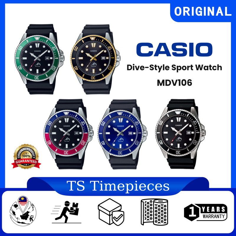 CASIO Dive-Style Sport Watch MDV-106 Series MDV-106-1A / MDV-106B-1A2 / MDV-106B-2 / MDV-106B ...
