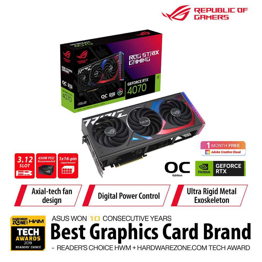 ASUS ROG STRIX GEFORCE RTX4070 OC 12GB GDDR6X ( ROG-STRIX-RTX4070-O12G ...