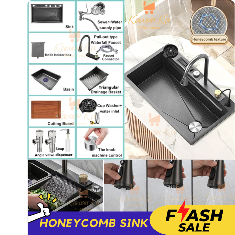 Honeycomb Sink Waterfall Sink Premium Kitchen Sink 304 Stainless Steel ...
