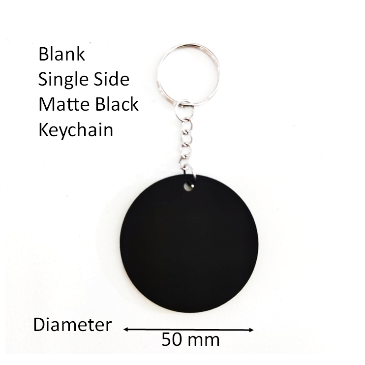 Blank Keychain Acrylic Single Side Matte Black 50mm Diameter Circle ...