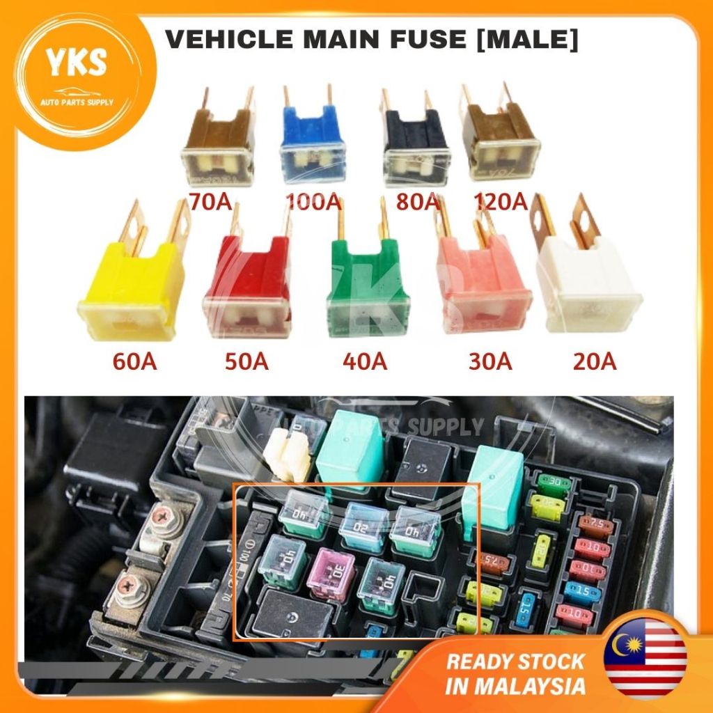 [VEHICLE MAIN FUSE MALE] 30A/40A/50A/60A/80A/100A UNIVERSAL FUSE CAR ...