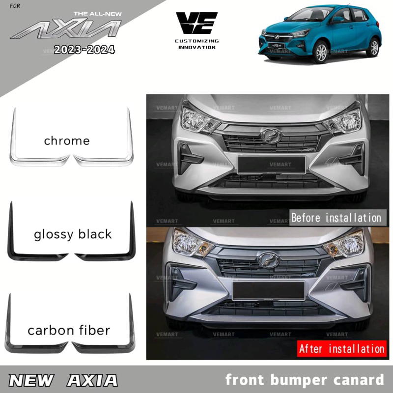 Vemart new perodua axia 2023 car front bumper canard accessories axia ...