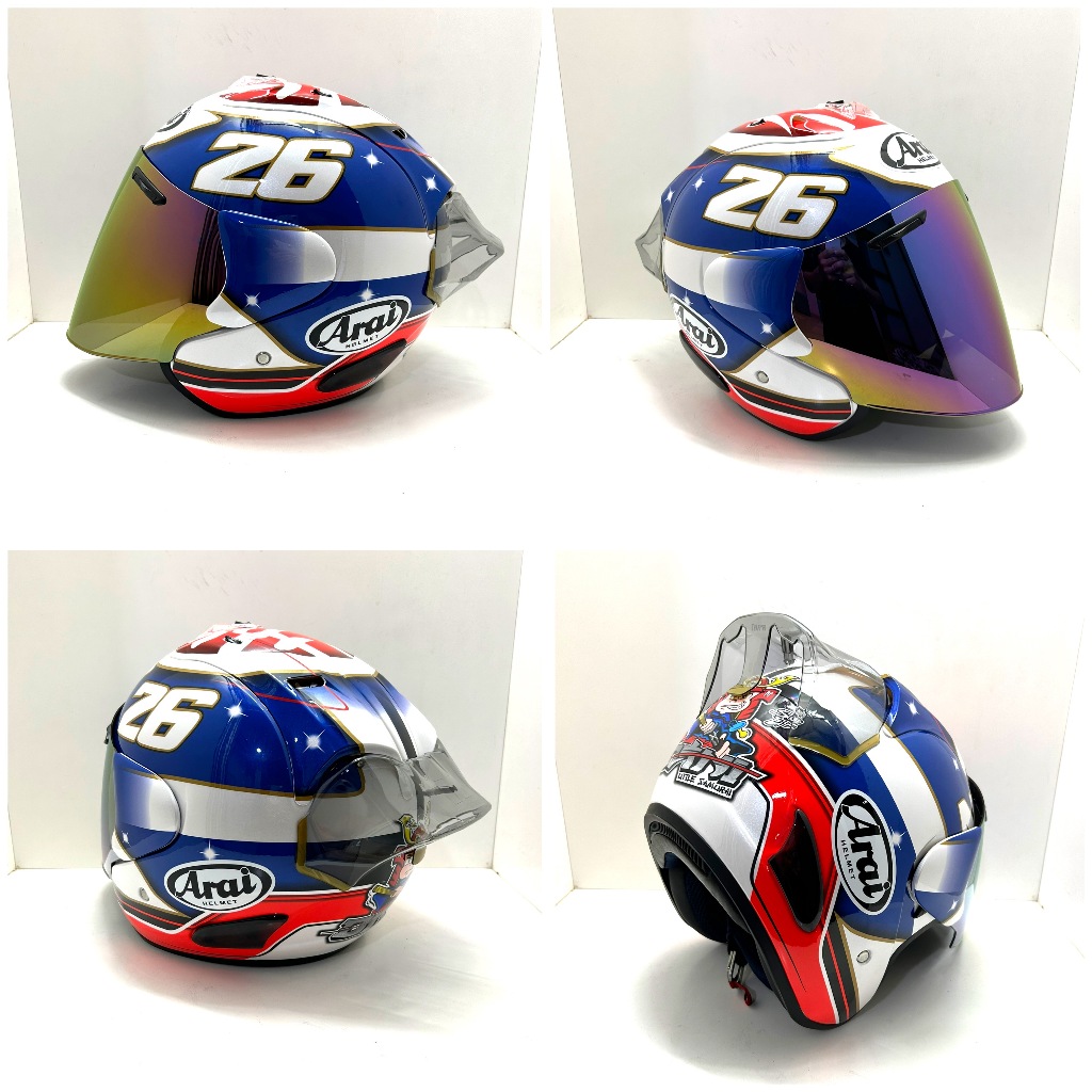 Samurai Pedrosa Ram4 Open Face Helmet Free Spoiler Free Visor Rainbow ...