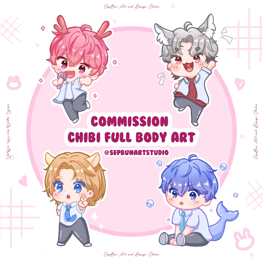 Customize CHIBI FULL BODY Profile Picture/Portrait Drawing Digital ...