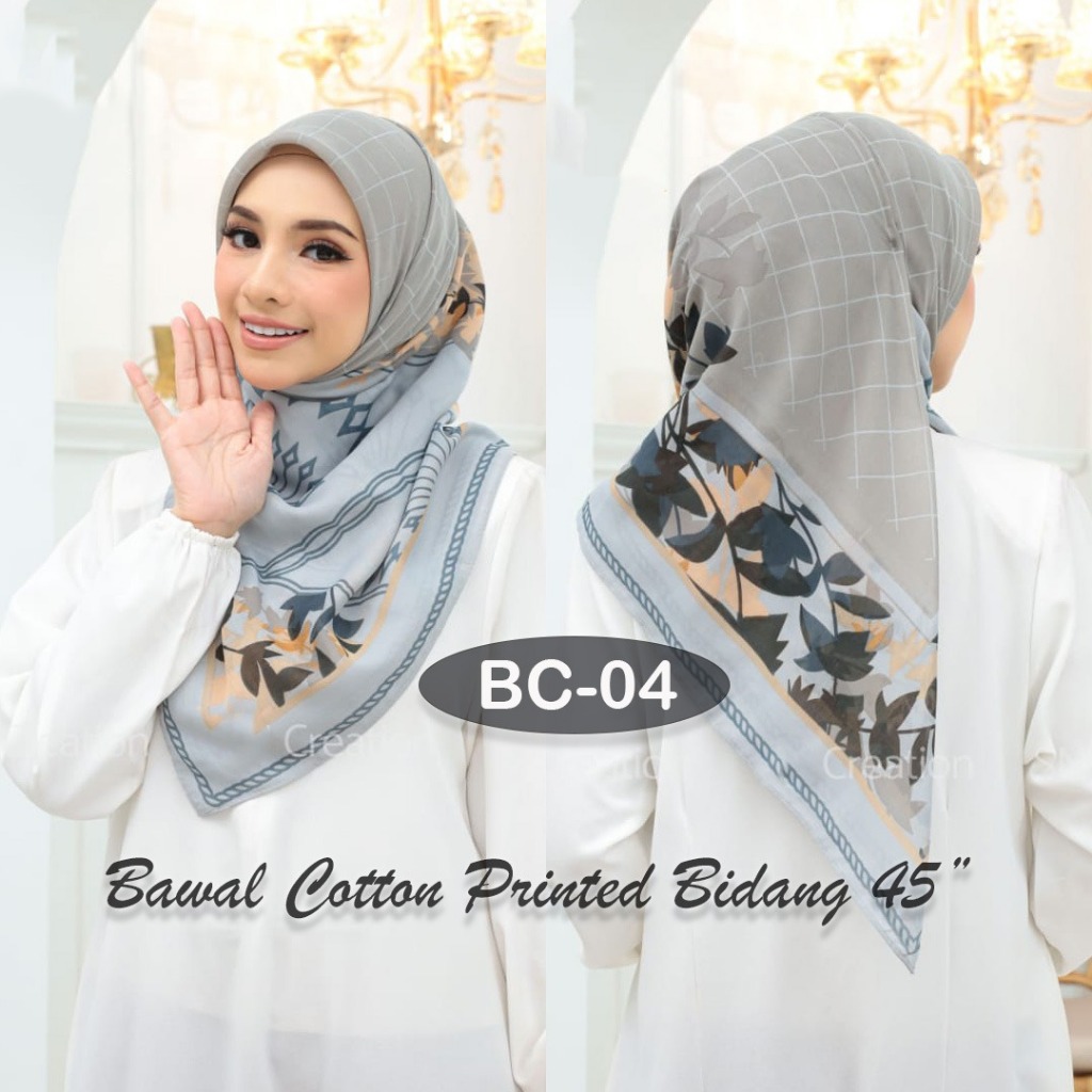 Bawal Cotton Printed Bidang 45 | Bawal Tudung Premium Cotton | Printed ...