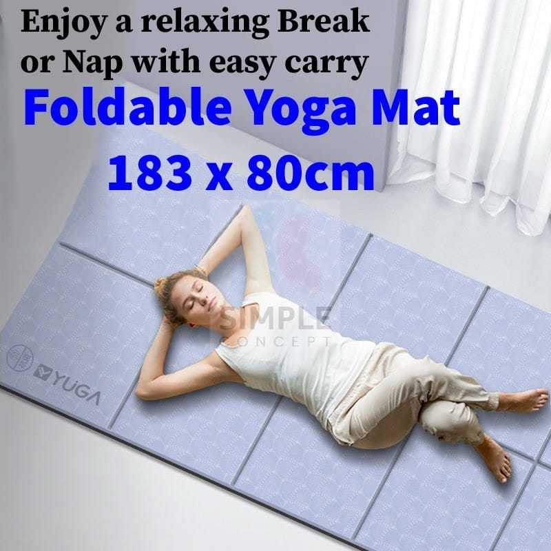 FOLDABLE 183 x 80CM yoga mat Extra Width TPE Yoga Mat Eco-friendly Non ...