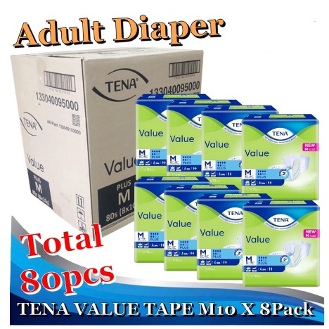 TENA VALUE ADULT TAPE DIAPERS (M10/L8/XL8 X 8 Packs)PITA LAMPIN DEWASA | Shopee Malaysia
