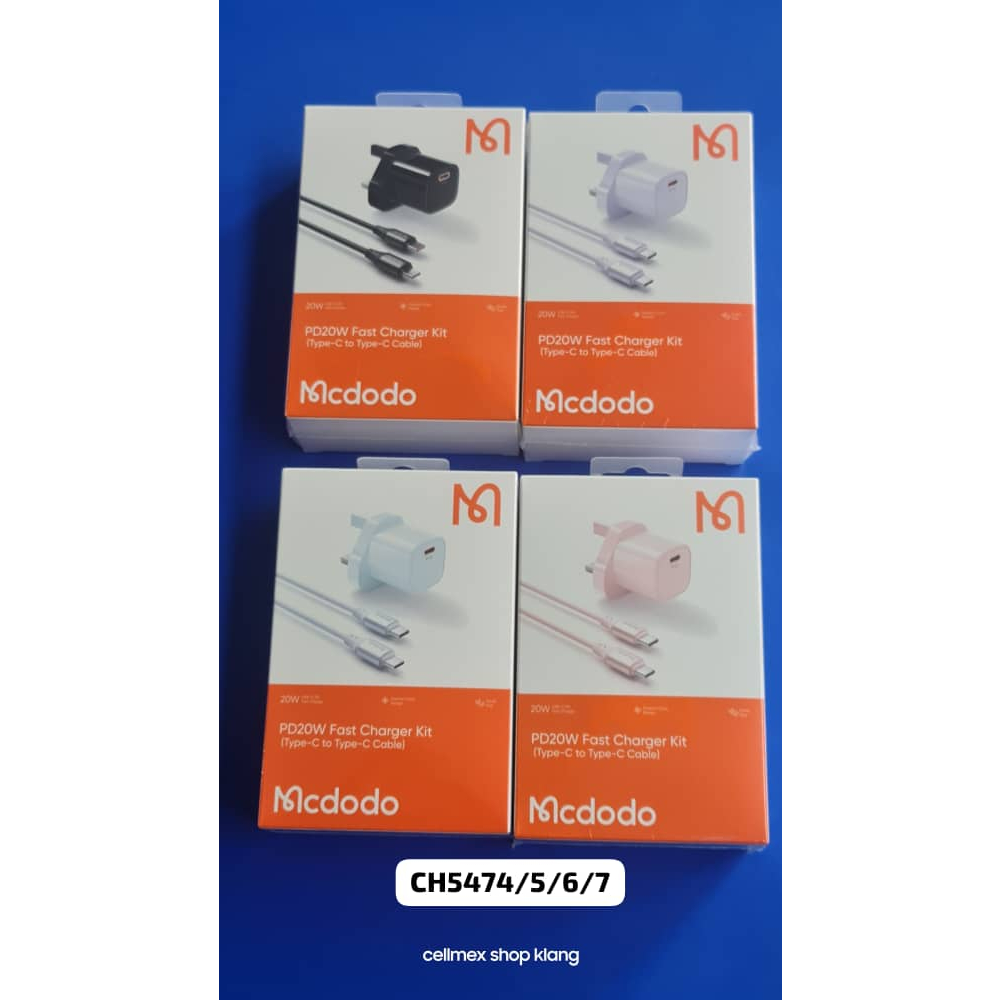 McDoDo CH-5474/5475/5476/5477 PD20W Charger Adapter With Type-C to Type-C Cable | Shopee Malaysia